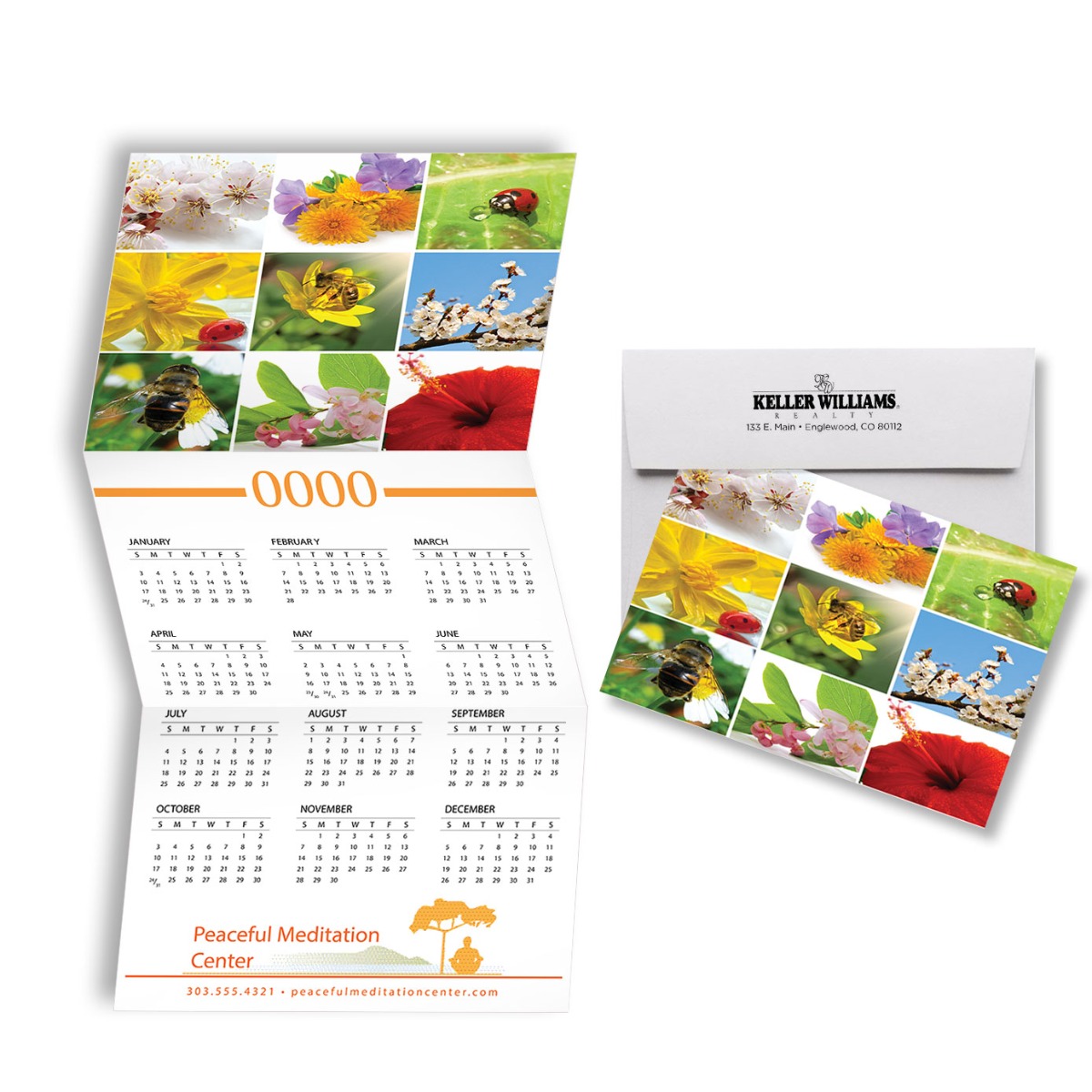 Z-Fold Card Calendar Flower Collage | Captain Notepad