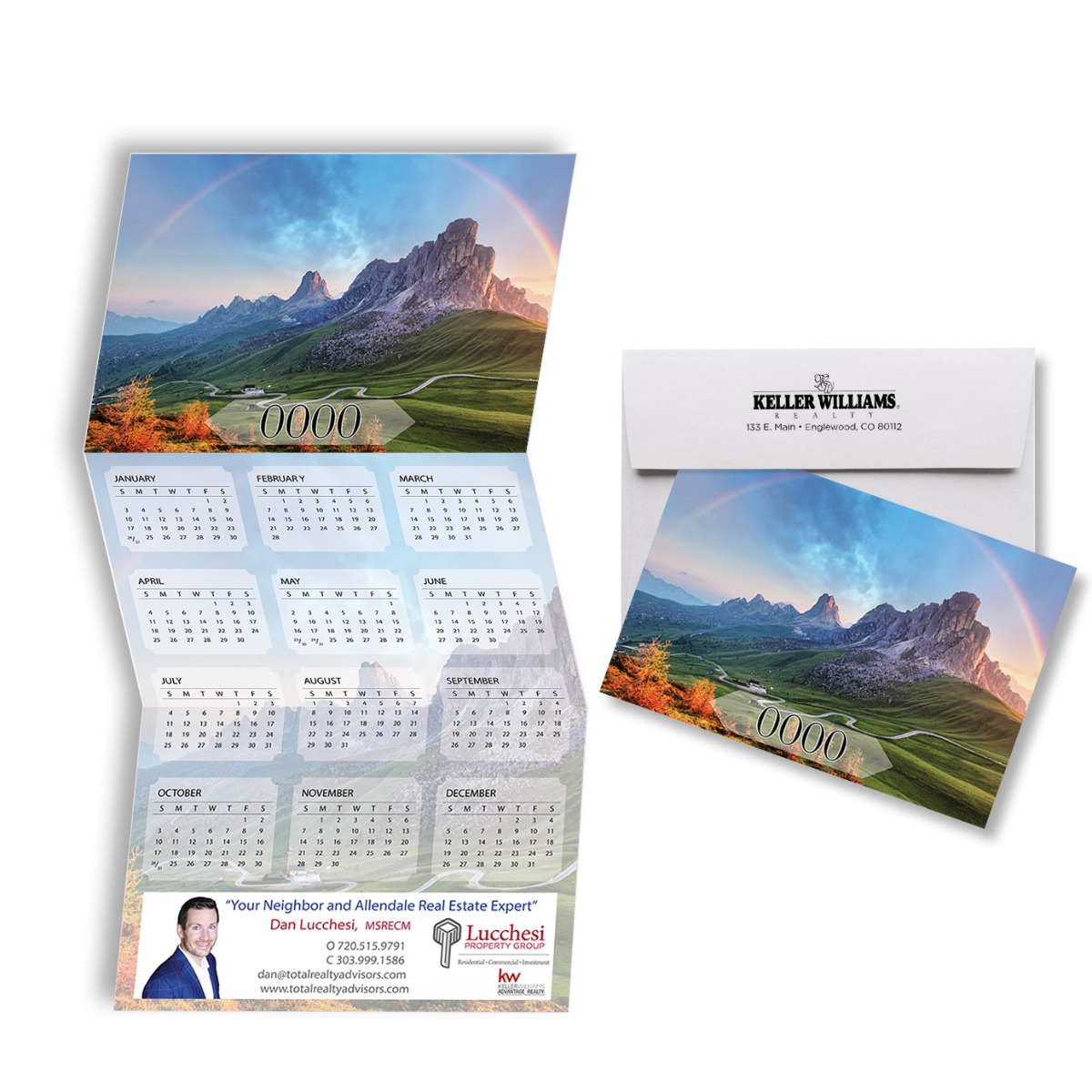 Z-Fold Card Calendar Rainbow Mountain | Captain Notepad