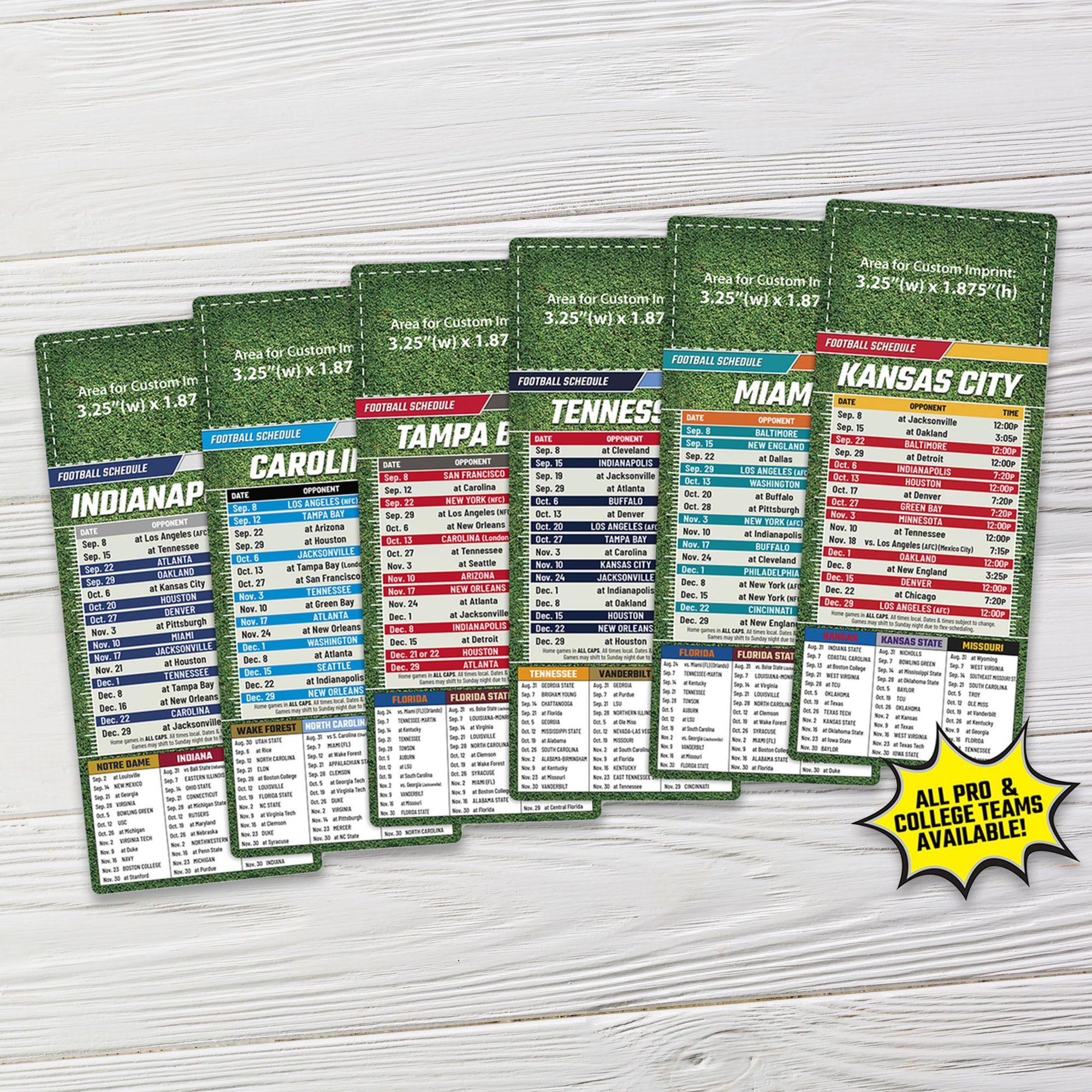 3.5x8.5 Football Schedule Magnet - Buy Custom Sports Magnets | Captain ...