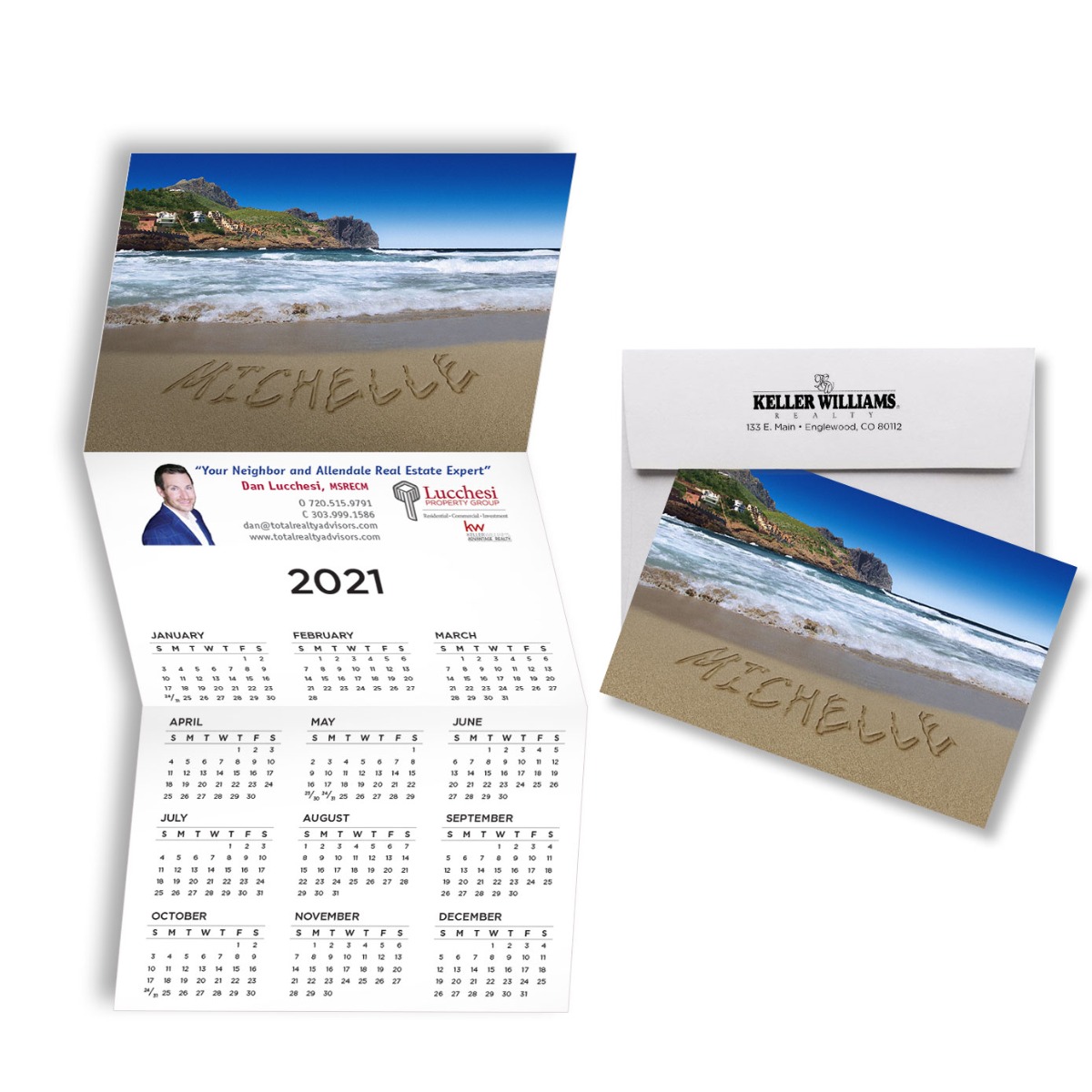 Z-Fold Personalized Calendar Beach