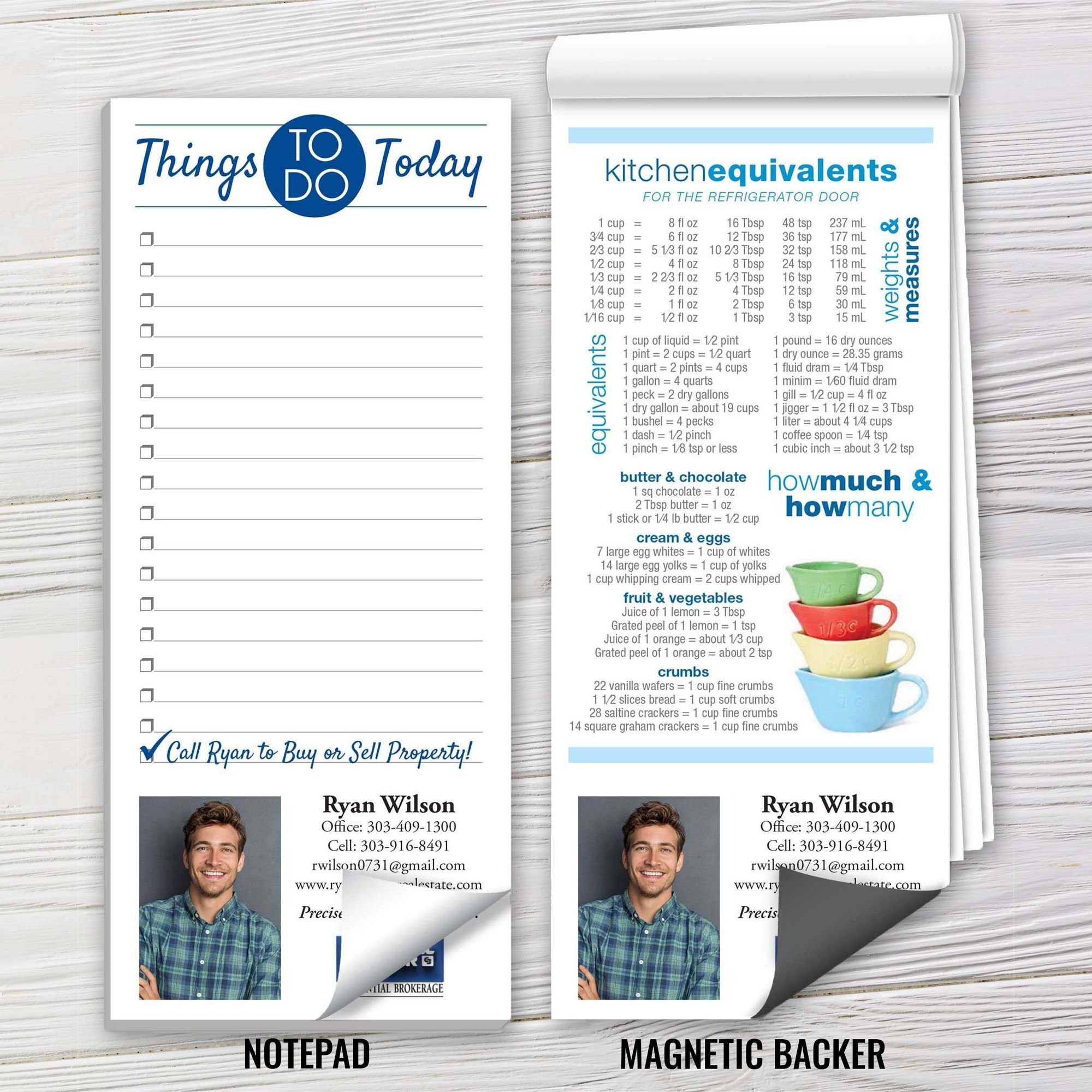 Custom Magnetic Notepad | Kitchen Equivalency Chart (Customized ...
