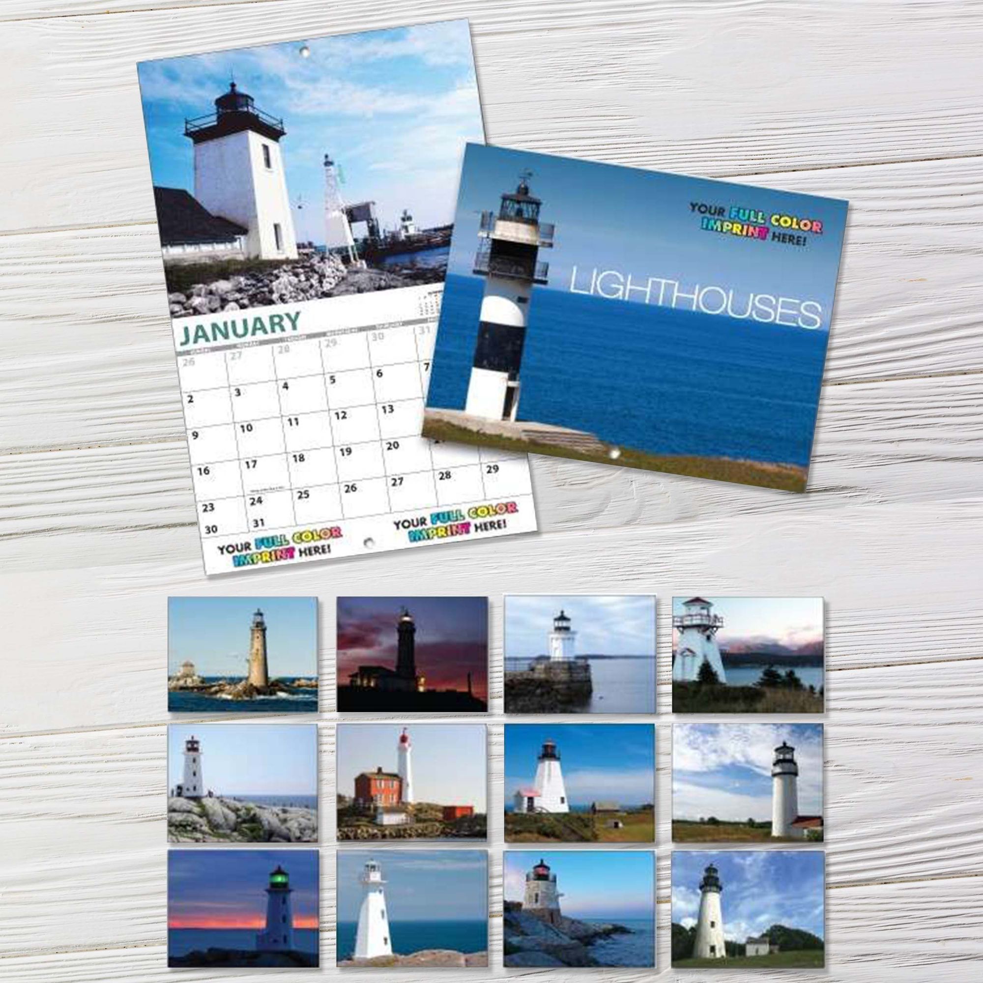 Custom Printed Wall Calendar | Lighthouses | Captain Notepad