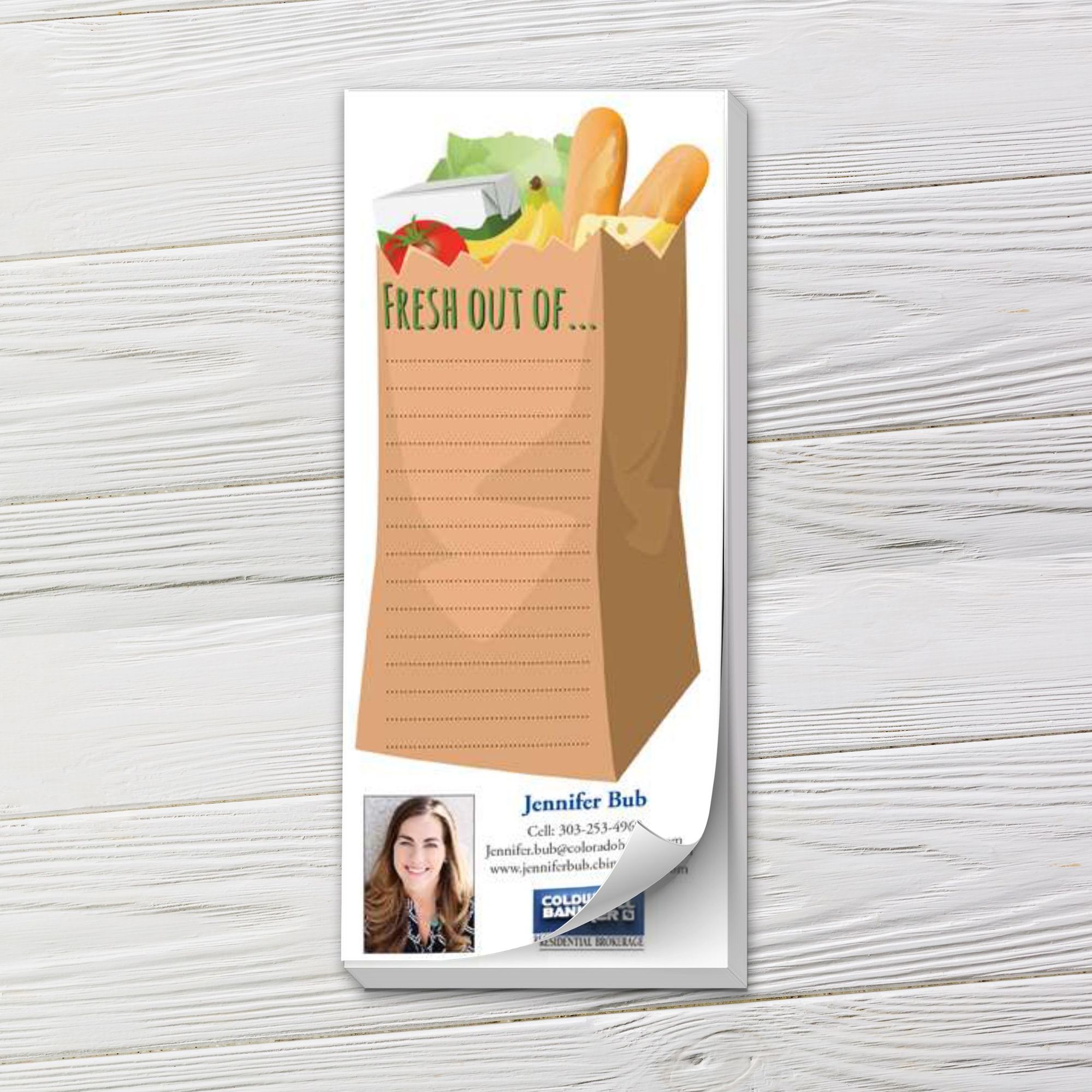 Full Color Custom Notepad | Grocery Bag | Captain Notepad