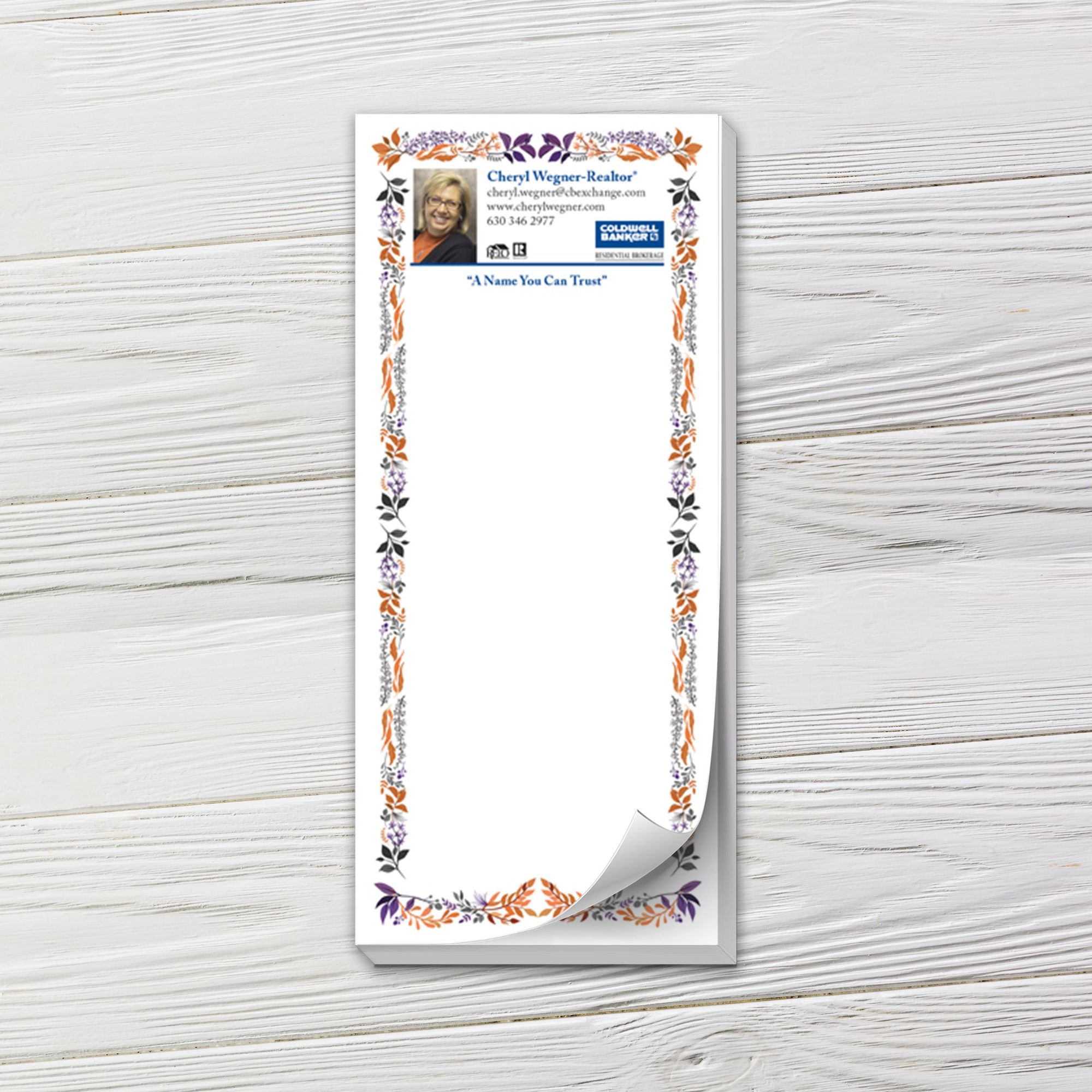 Custom Notepad | Fall Plant Border 25 Sheets | Captain Notepad